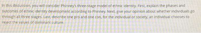 Solved In this discussion, you will consider Phinney's | Chegg.com
