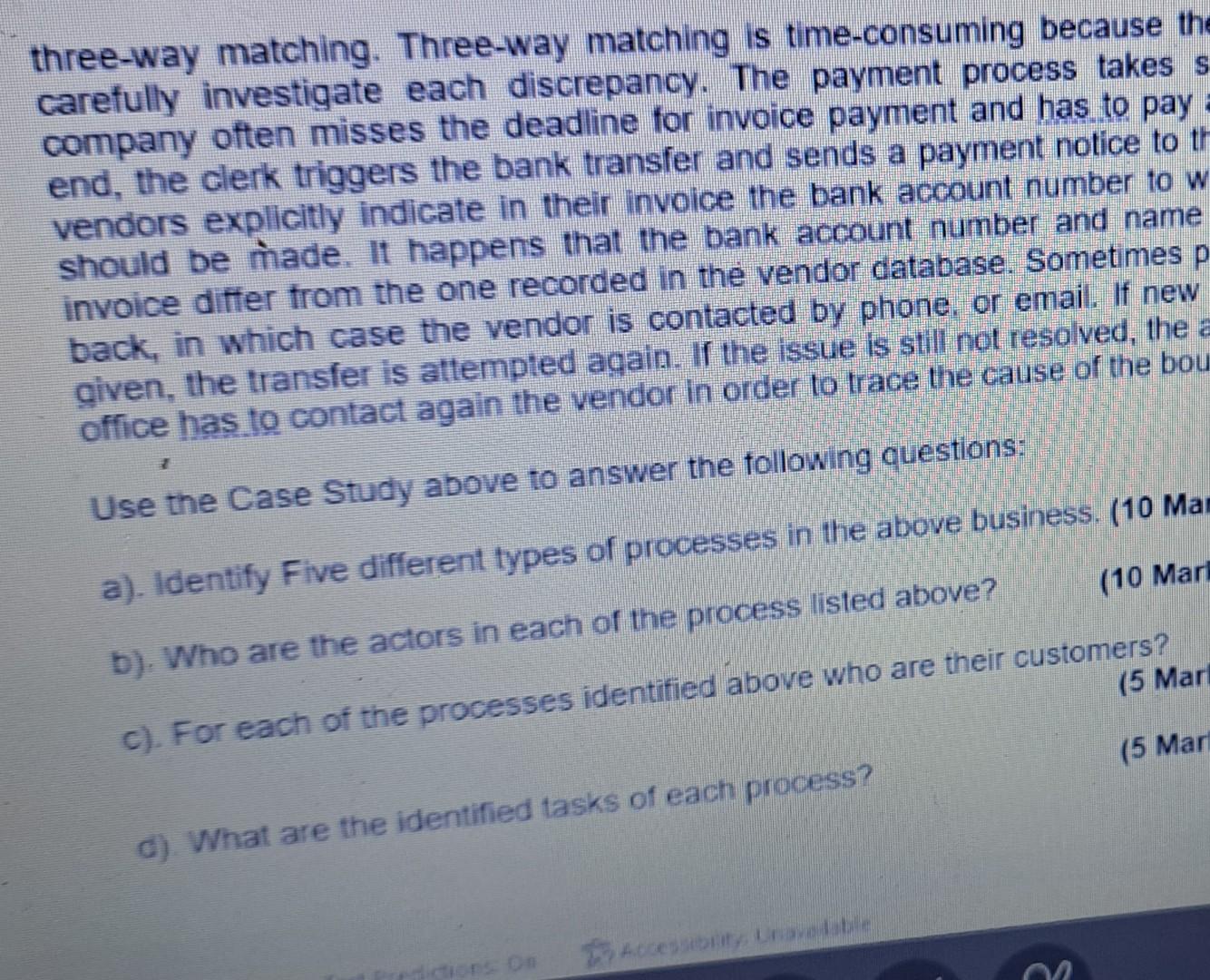 Solved three-way matching. Three-way matching is | Chegg.com