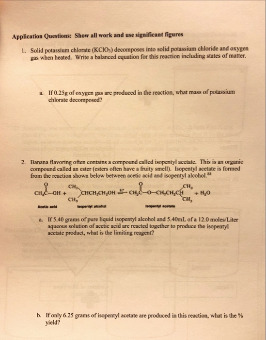 Solved Solid potassium chlorate (KClO3) decomposes into a | Chegg.com