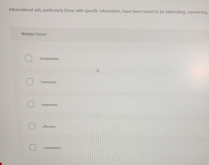 Solved Informational ads, particularly those with specific | Chegg.com