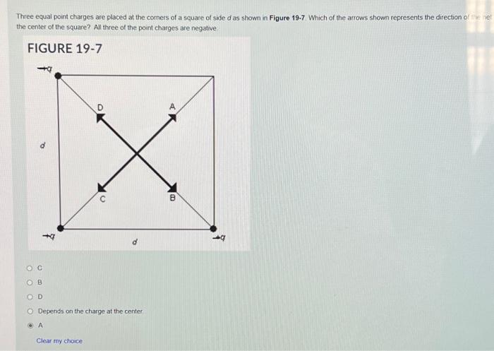 Solved Three equal point charges are placed at the corners | Chegg.com