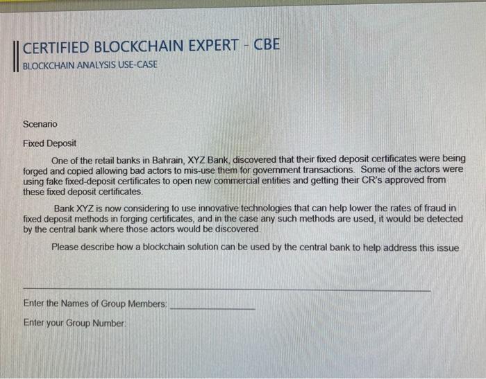 Solved IICERTIFIED BLOCKCHAIN EXPERT - CBE BLOCKCHAIN | Chegg.com