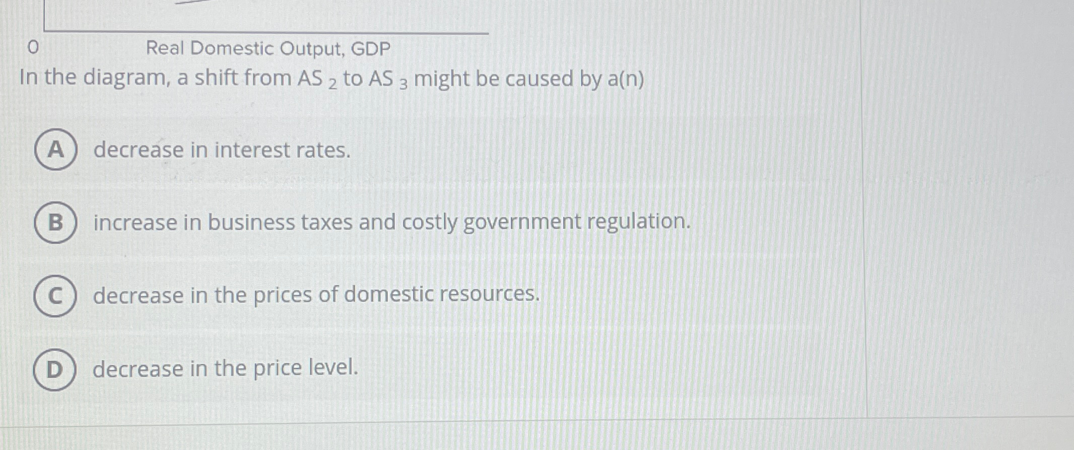 Solved 0Real Domestic Output, GDPIn the diagram, a shift | Chegg.com
