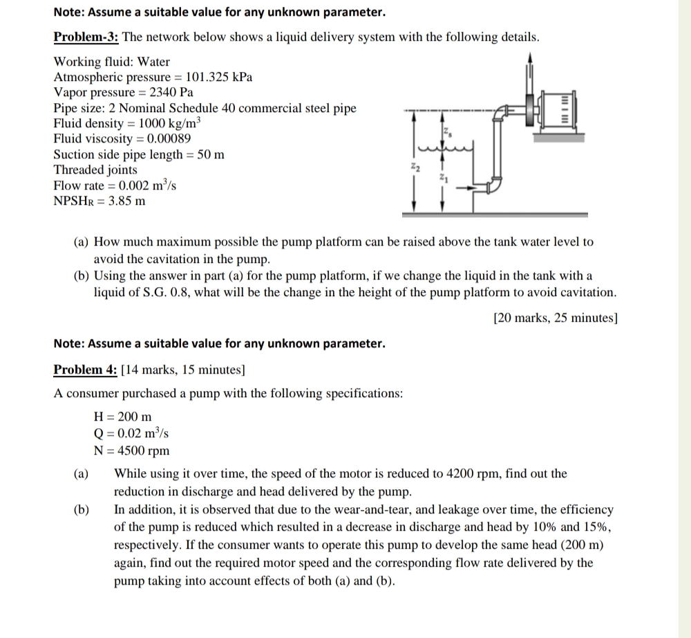 Note: Assume a suitable value for any unknown | Chegg.com