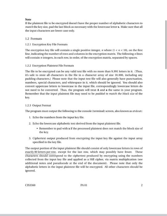 Solved 1 Hill Cipher In this assigunent youll wilite a | Chegg.com