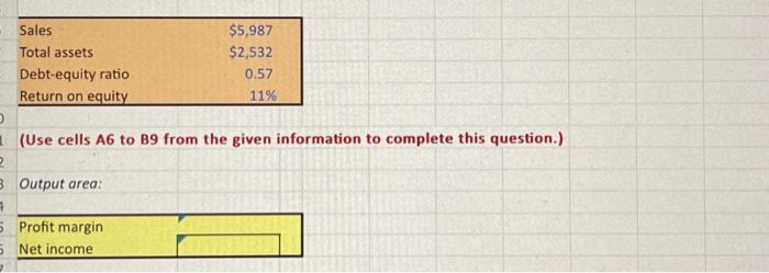 Solved (Use cells A6 to B9 from the given information to | Chegg.com