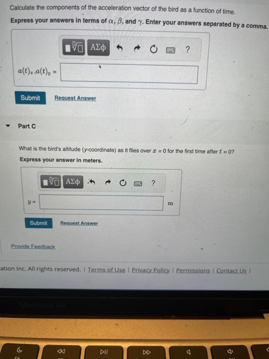 Solved A bird flies in the xy-plane with a velocity vector | Chegg.com