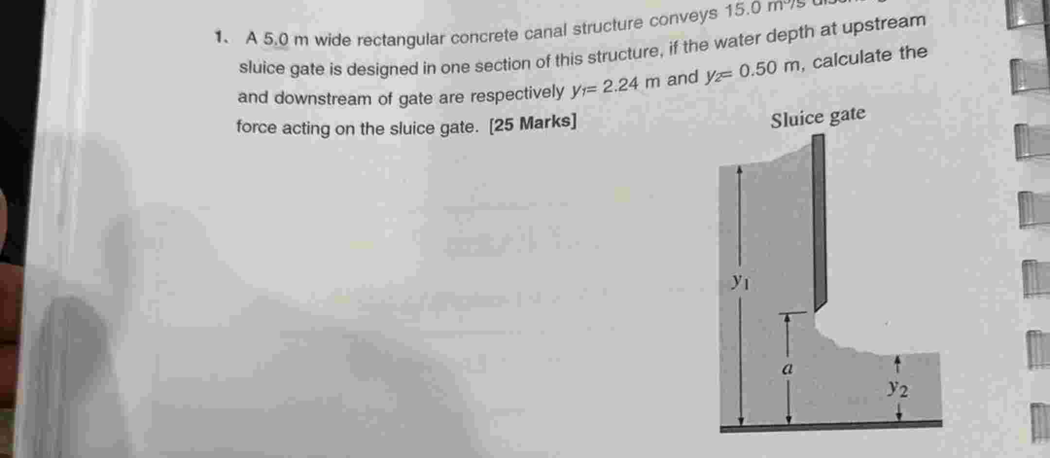 Solved A 5.0 m ﻿wide rectangular concrete canal structure | Chegg.com