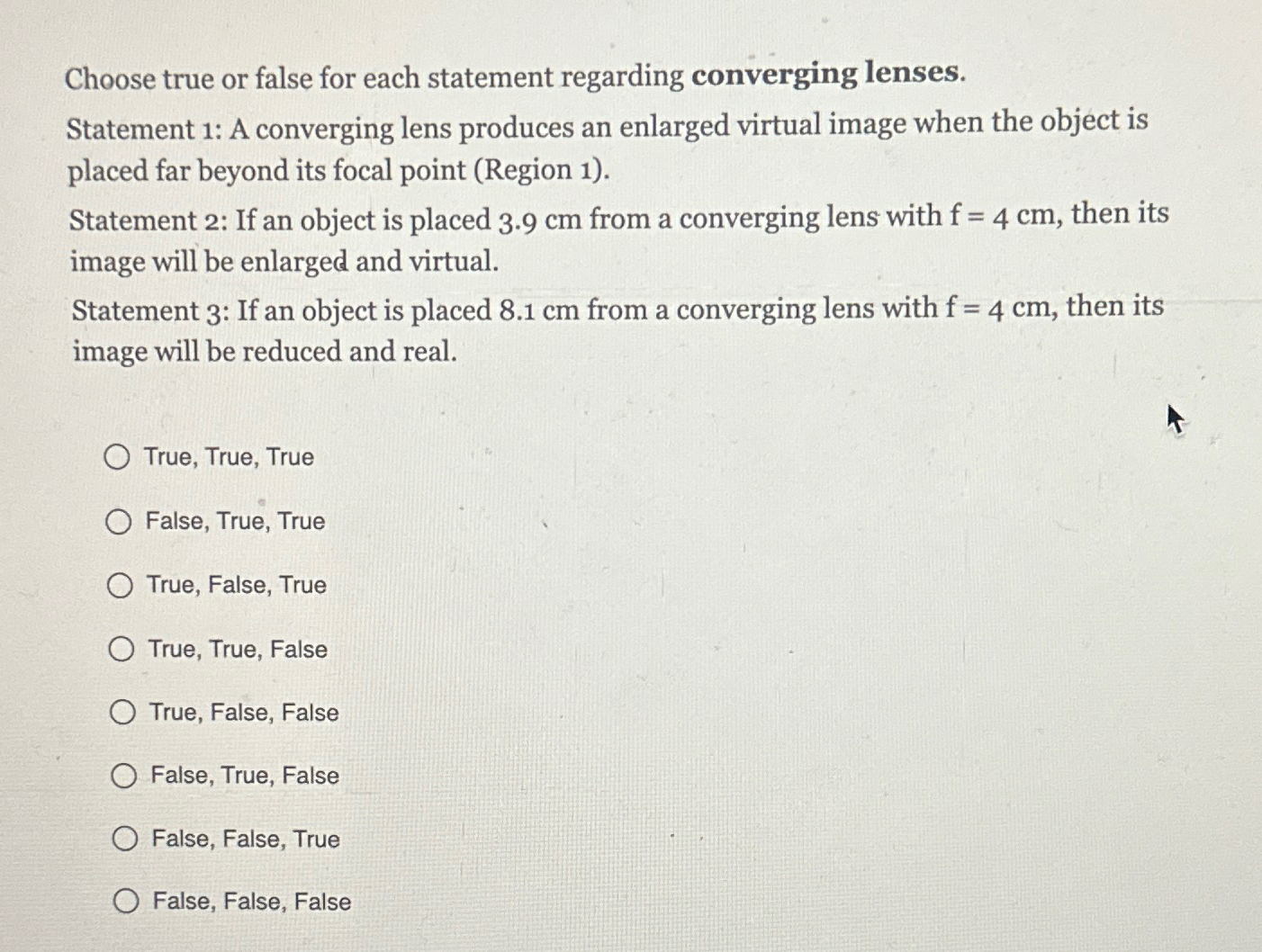 Solved Choose true or false for each statement regarding | Chegg.com