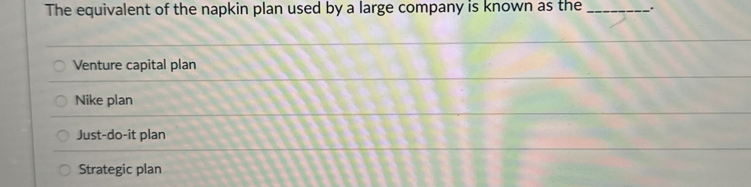 Solved The equivalent of the napkin plan used by a large | Chegg.com