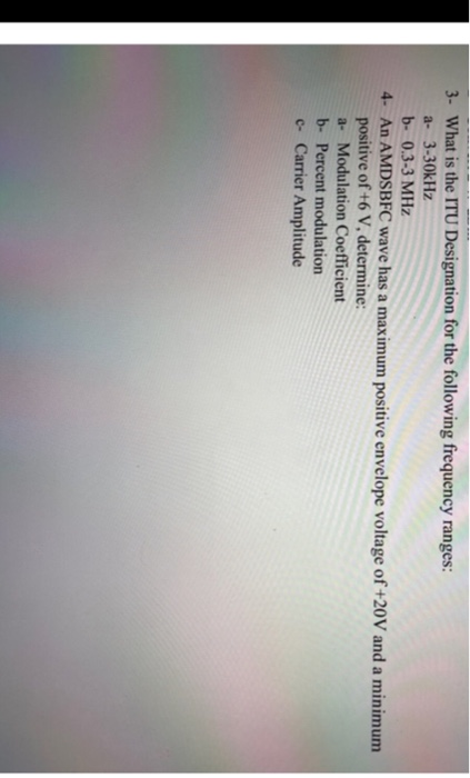 Solved 3- What is the ITU Designation for the following | Chegg.com