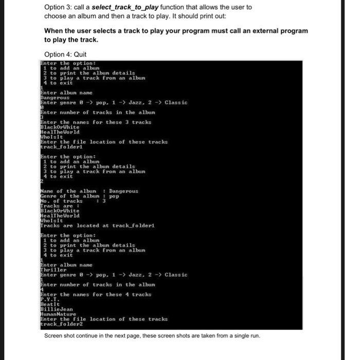 Solved Write A Complete C Program To Create A Music Player