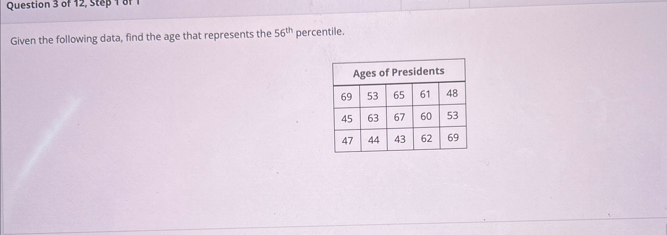 Solved Given the following data, find the age that | Chegg.com