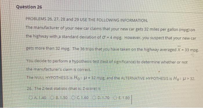 Solved Question 26 PROBLEMS 26, 27, 28 and 29 USE THE | Chegg.com