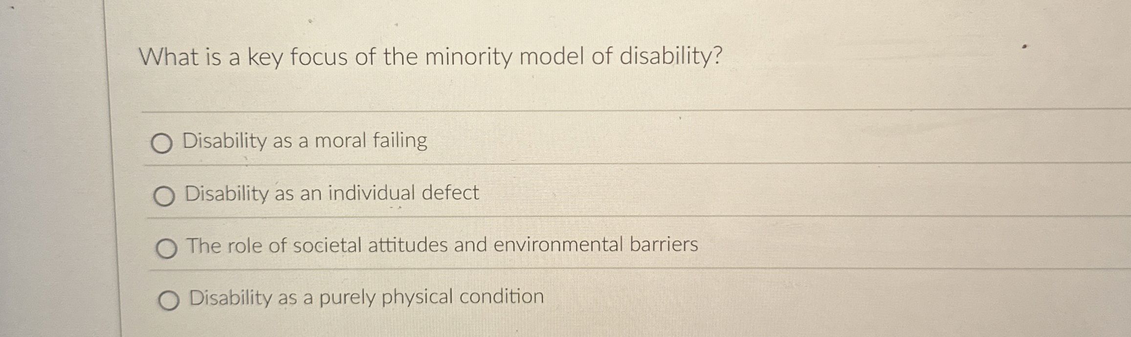 Solved What is a key focus of the minority model of | Chegg.com