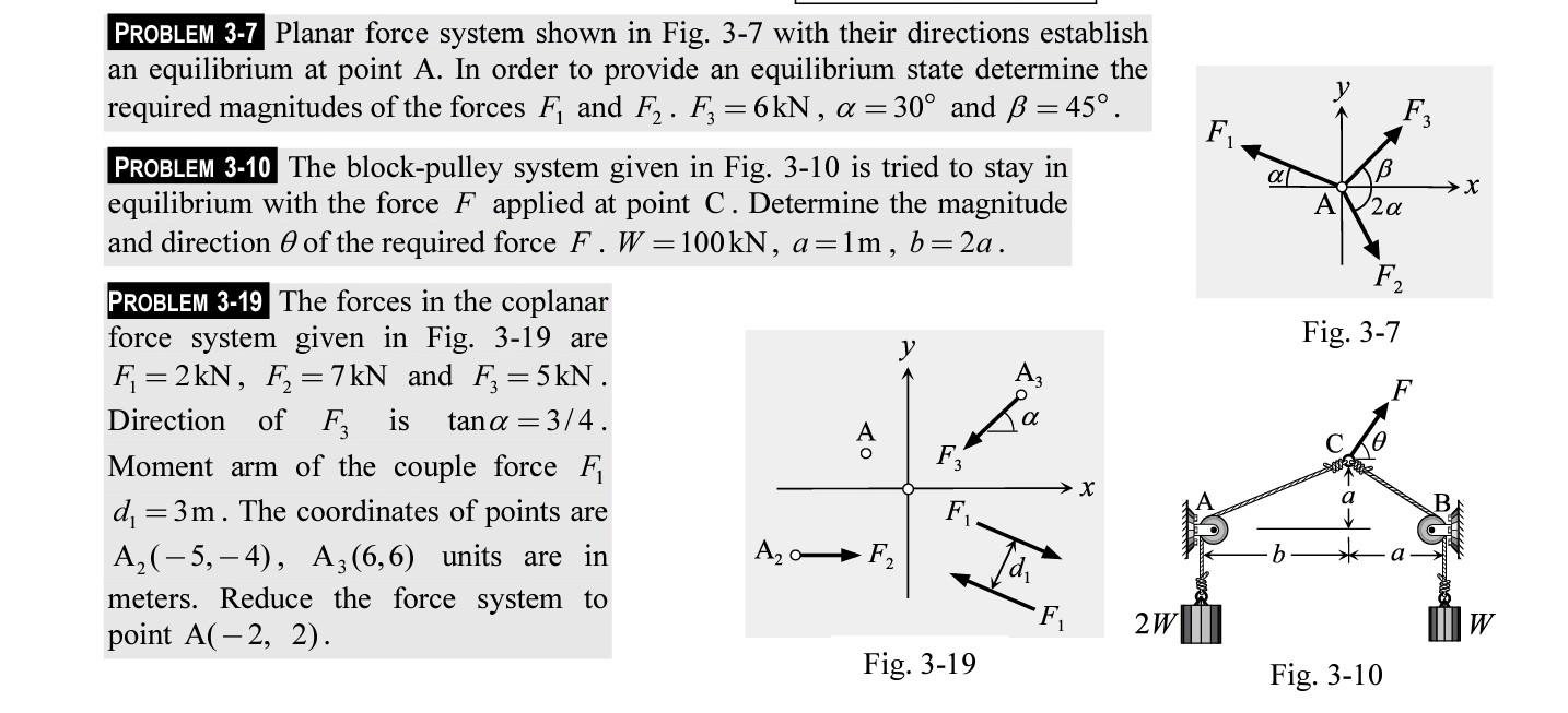 Solved PROBLEM 3-7 Planar force system shown in Fig. 3-7 | Chegg.com