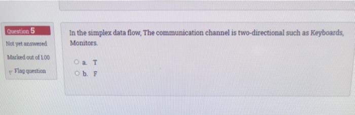 Solved Question 5 Not yet answered In the simplex data flow. | Chegg.com