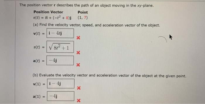 Solved The position vector r describes the path of an object | Chegg.com