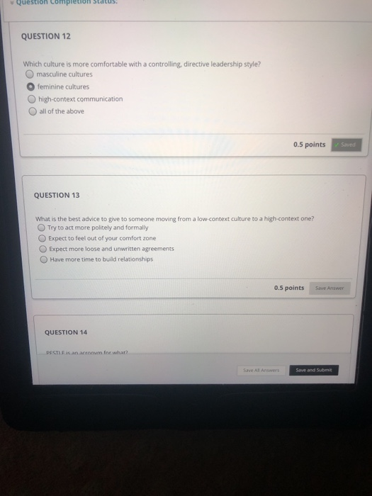 Solved Question completion Status: QUESTION 12 Which culture | Chegg.com