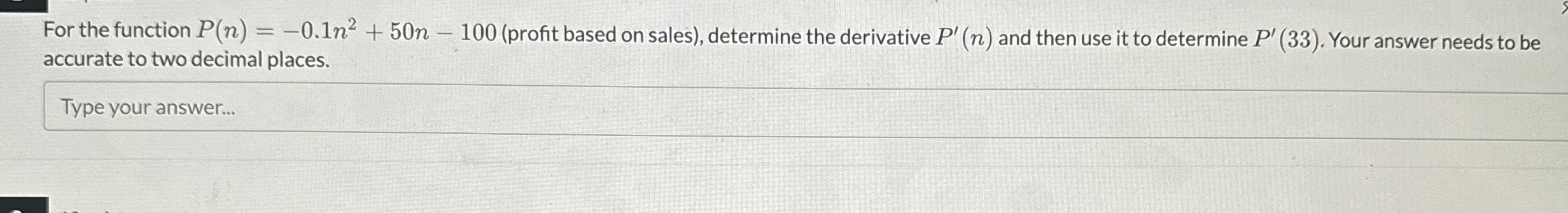 Solved For the function P(n)=-0.1n2+50n-100 (profit based on | Chegg.com