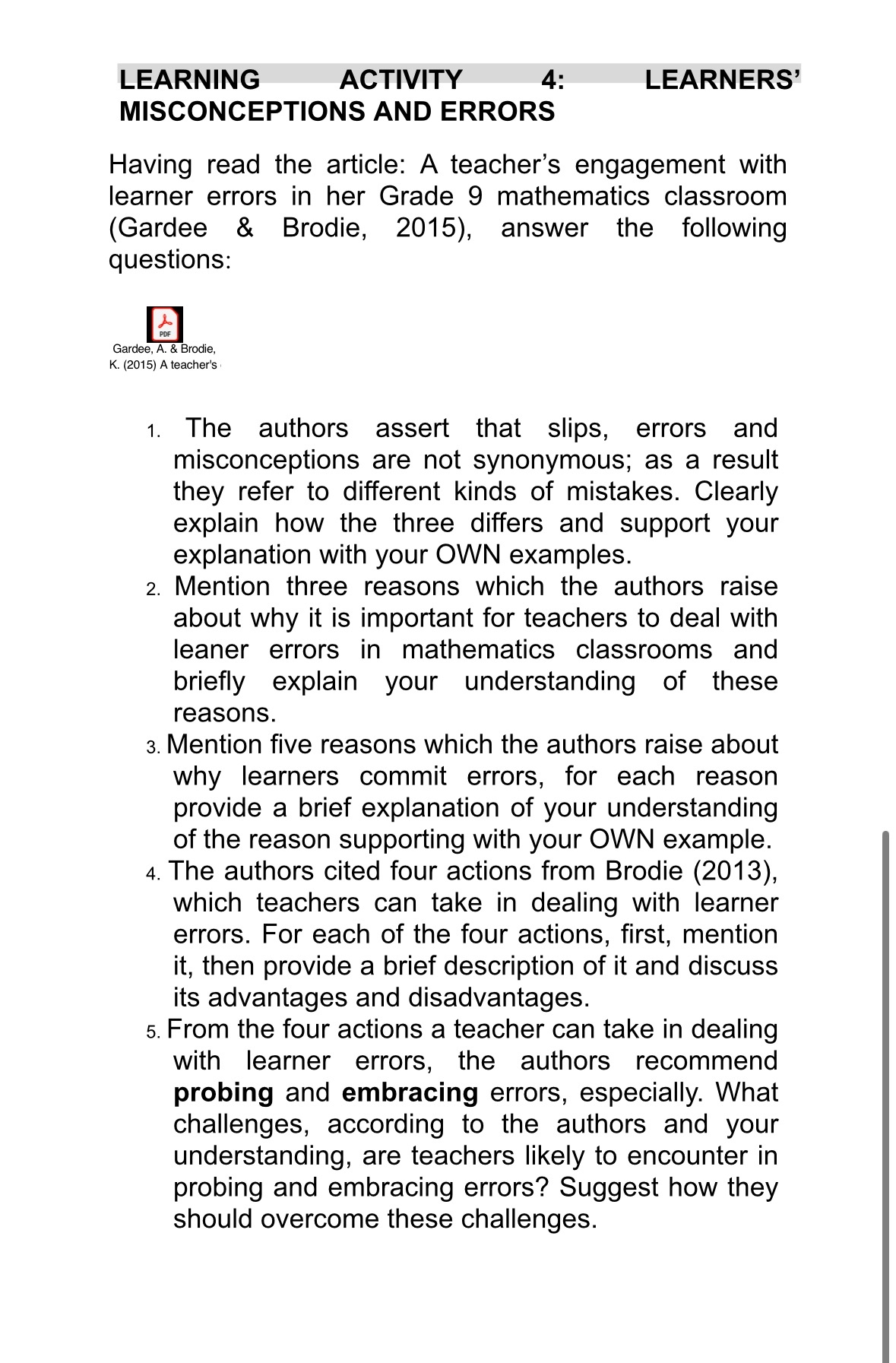 Solved LEARNINGACTIVITYLEARNERS'MISCONCEPTIONS AND | Chegg.com