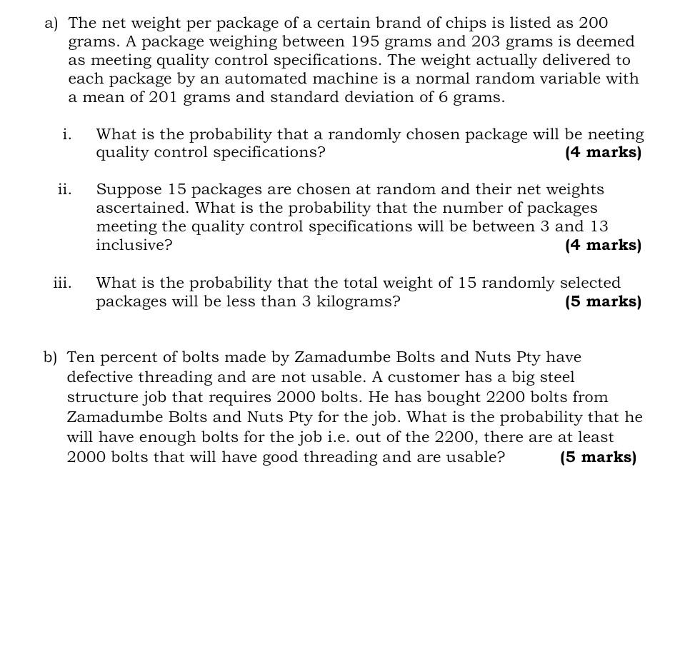 Solved a) The net weight per package of a certain brand of | Chegg.com