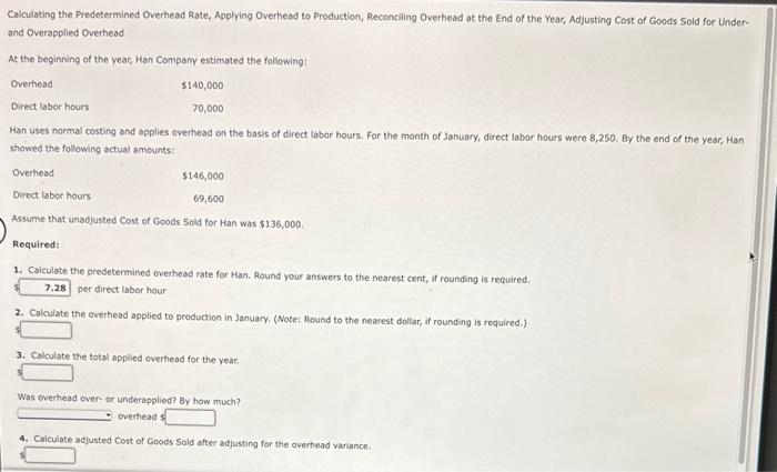 Solved Calculating the Predetermined Overhead Rate, Applying | Chegg.com