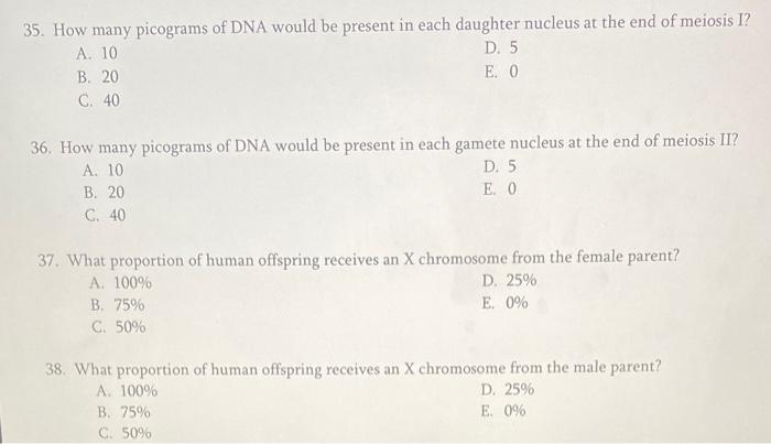 Solved 35. How many picograms of DNA would be present in | Chegg.com