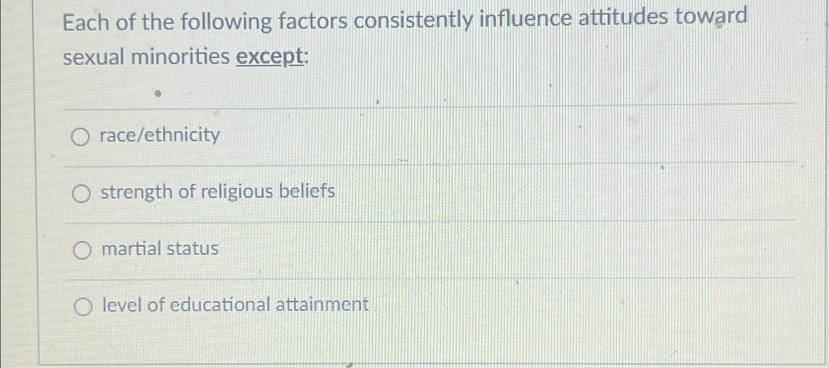 Solved Each of the following factors consistently influence | Chegg.com