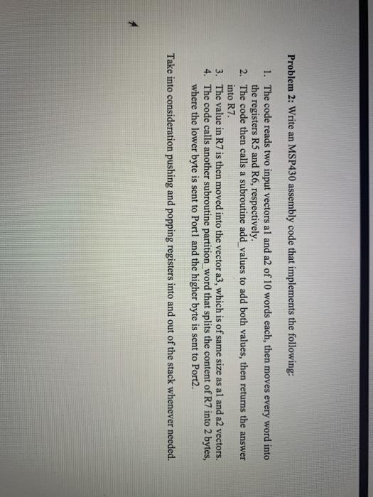 Problem 2: Write an MSP430 assembly code that | Chegg.com