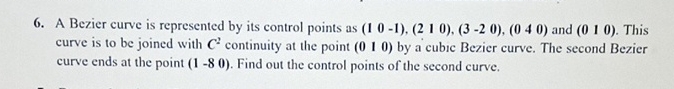Solved A Bezier curve is represented by its control points | Chegg.com