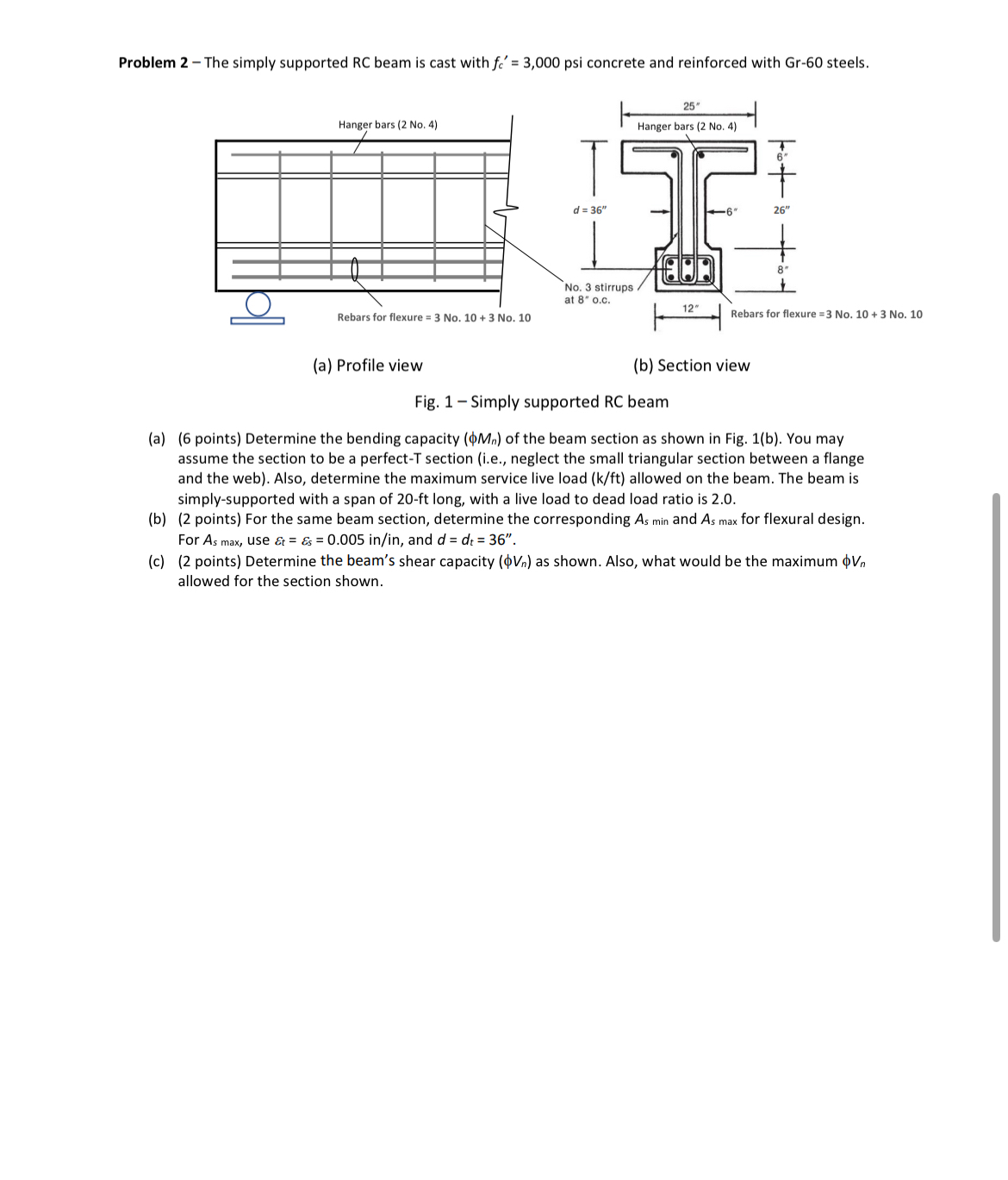 Solved Problem 2 - ﻿The simply supported RC beam is cast | Chegg.com