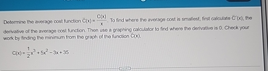 Solved Determine the average cost function | Chegg.com