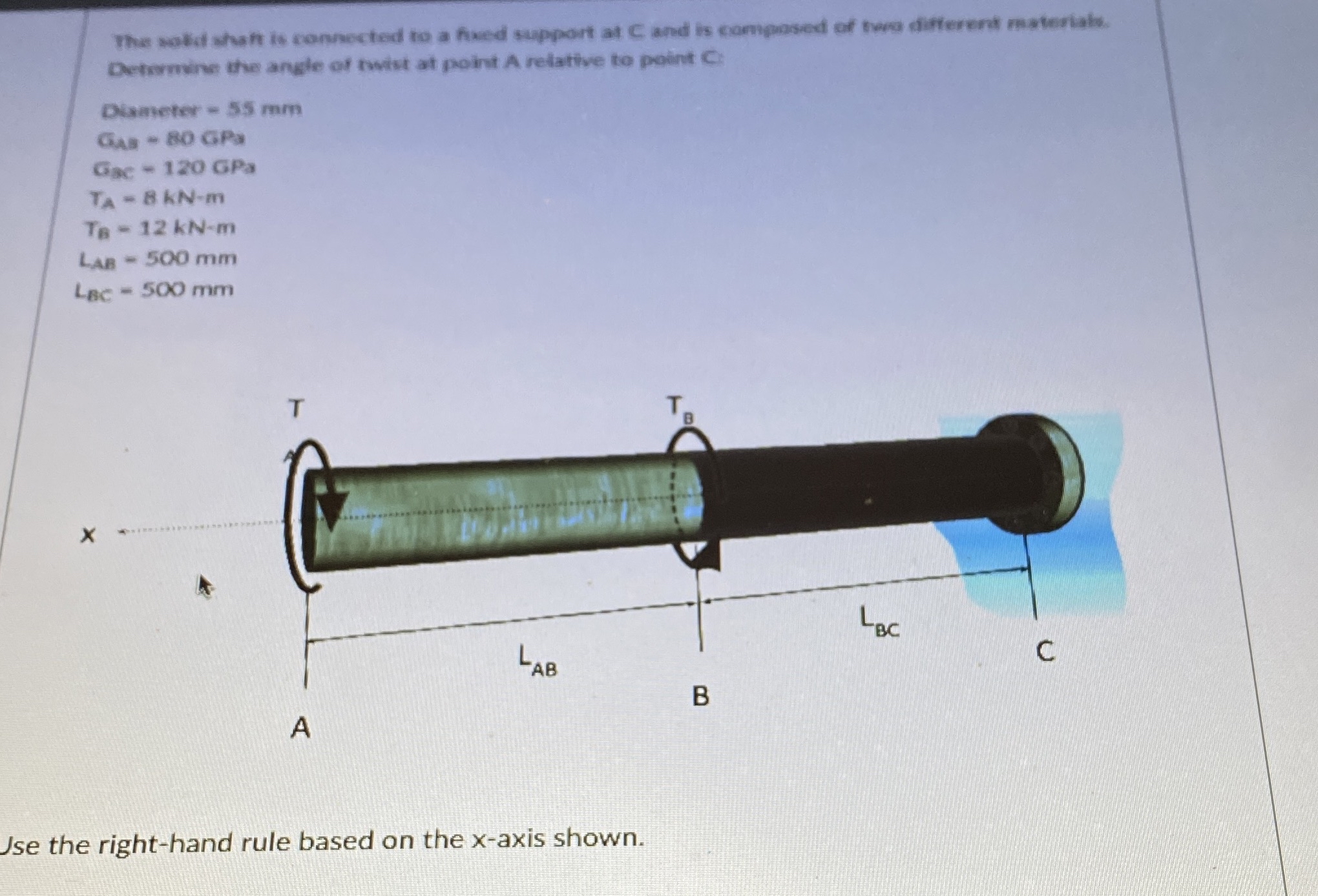 Solved Thes sokd shaft is connected to a fued support at C | Chegg.com