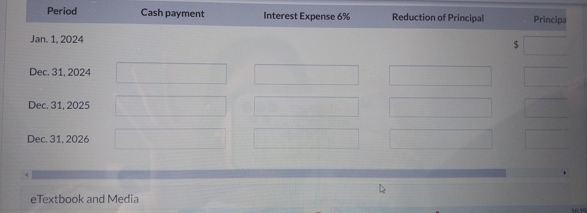 Solved On January 1, 2024, Blossom Corp. borrows $24,000 by | Chegg.com