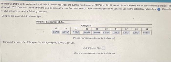 Solved The following table contains data on the joint | Chegg.com