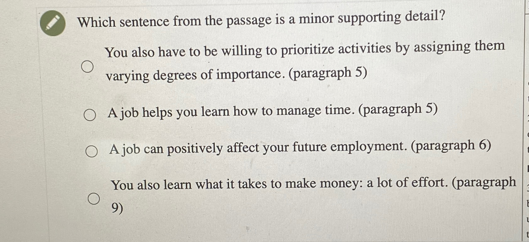 Solved Which sentence from the passage is a minor supporting | Chegg.com