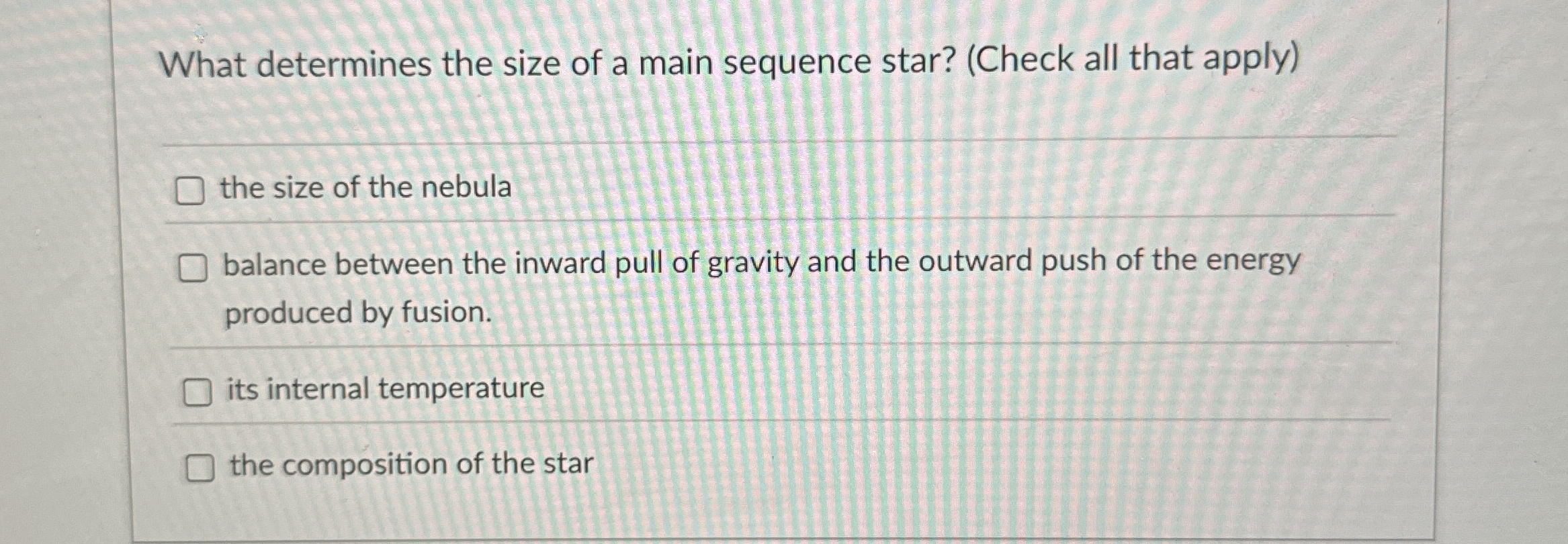 High Quality SOLUTION What determines the size of a main sequence star? | Chegg.com