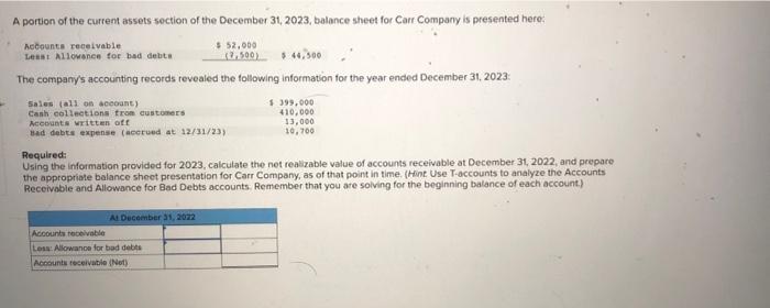 Solved A portion of the current assets section of the | Chegg.com