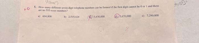 Solved 5. How many different seven-digit telephone numbers | Chegg.com