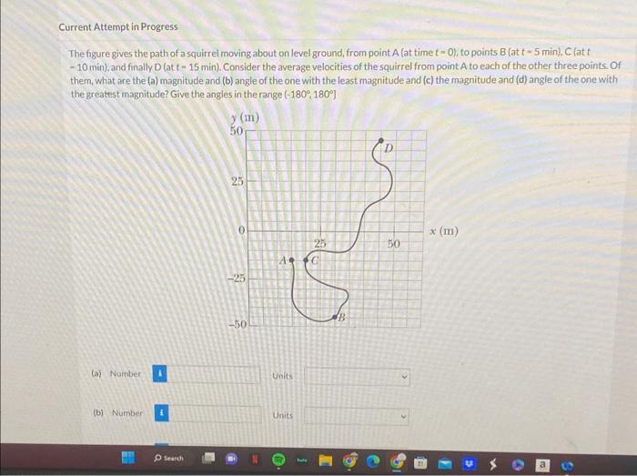 Solved The figure gives the path of a squirrel moving about | Chegg.com