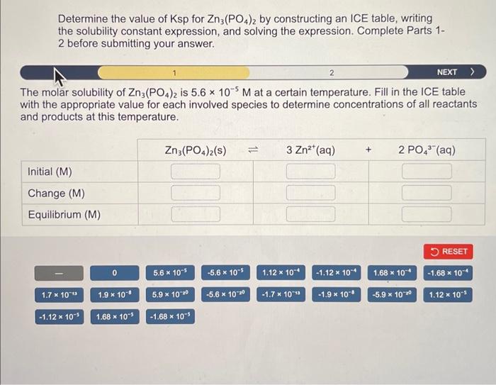 Solved Determine the value of Ksp for Zn3(PO4)2 by | Chegg.com