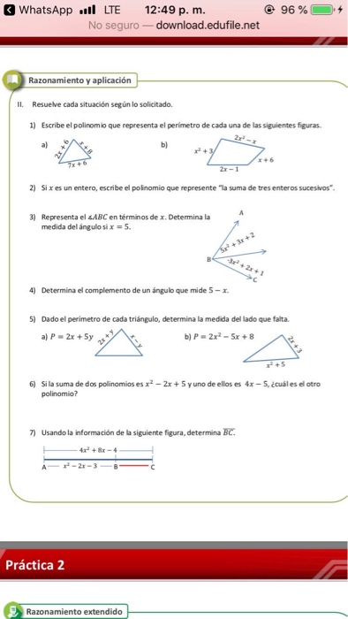 Solved WhatsApp LTE 12:49 p. m. 95% + No seguro - | Chegg.com