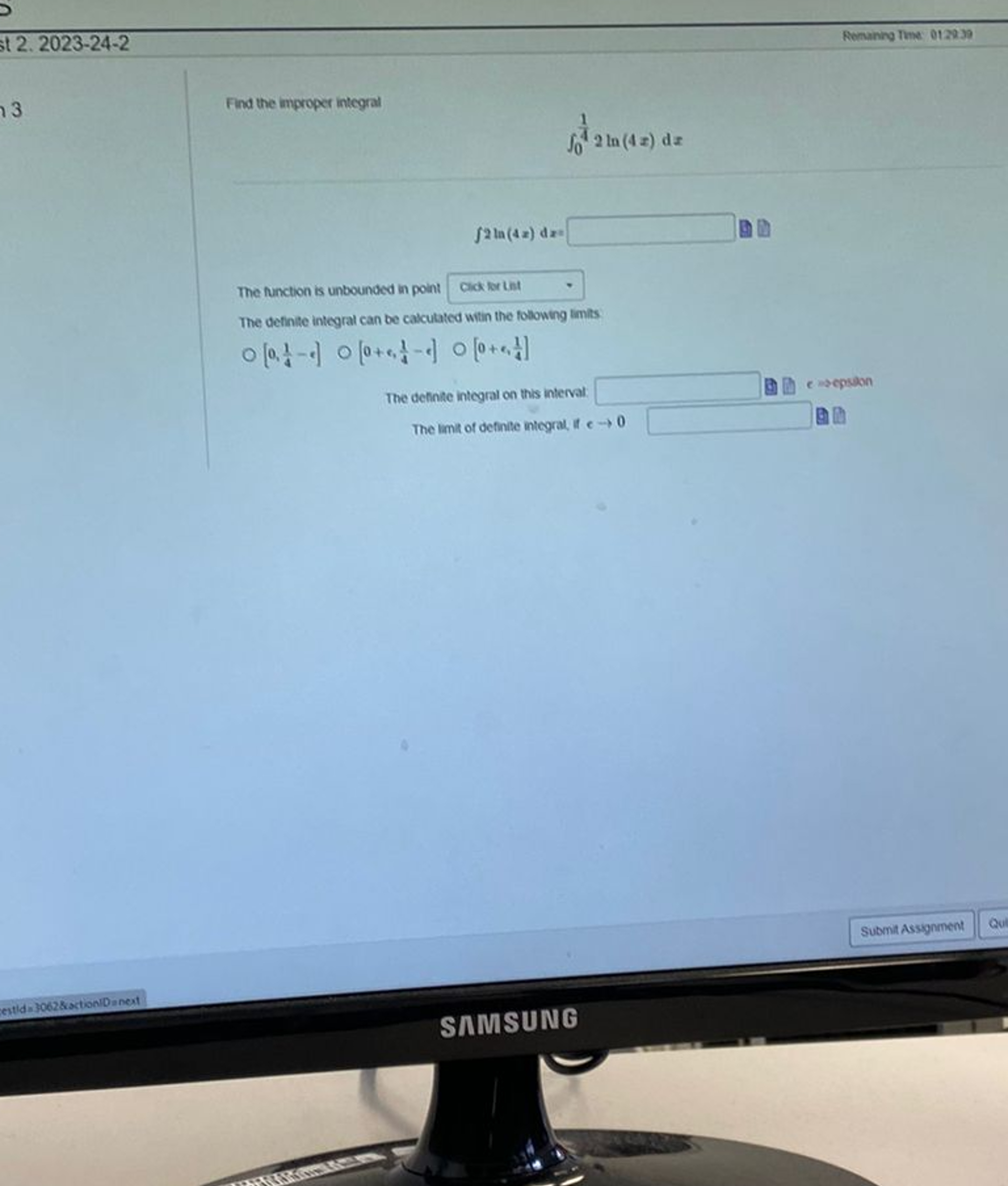 Solved ∫﻿﻿2ln(4x)dx=The function is unbounded in pointThe | Chegg.com