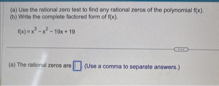 Solved (a) Use the rational zero test to find any rational | Chegg.com