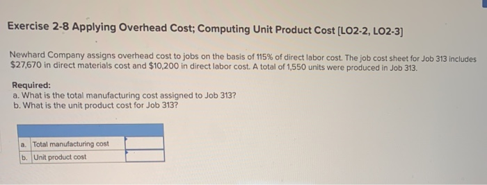 Solved Exercise 2-8 Applying Overhead Cost; Computing Unit | Chegg.com