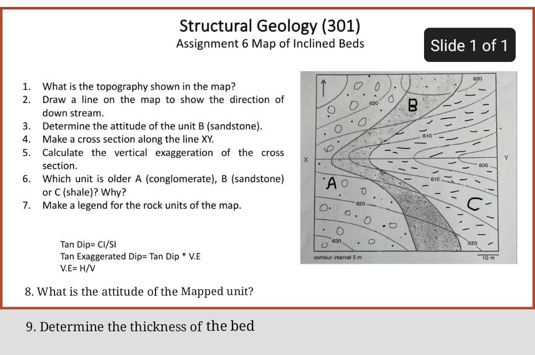 Solved Structural Geology (301) Assignment 6 Map of Inclined | Chegg.com