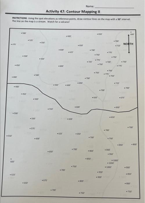 INSTRCTIONS. Using the spot elevations as reference | Chegg.com