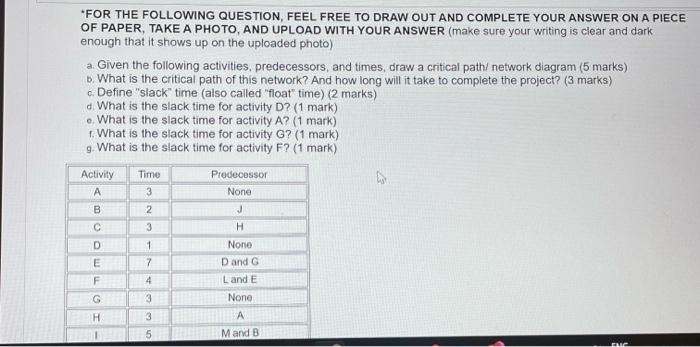 Solved 'FOR THE FOLLOWING QUESTION, FEEL FREE TO DRAW OUT | Chegg.com