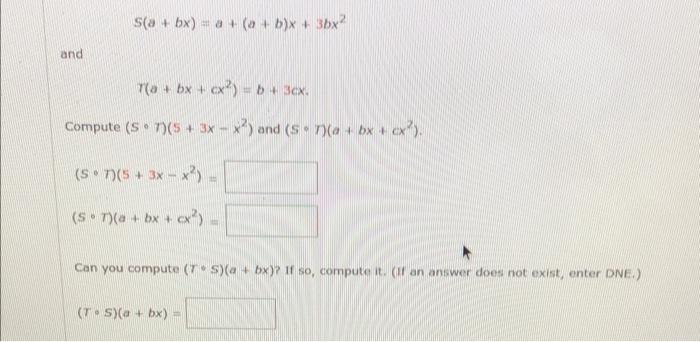 Solved $(3 + bx) = a + (+b)x+ 3bx? and Mo. bx + cx?) - + | Chegg.com